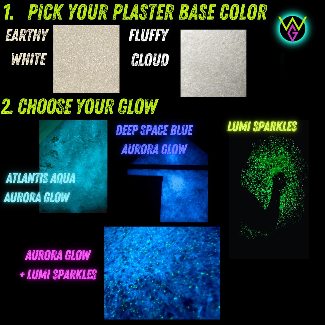 Eco Glow Plaster + Aurora Glow Kit- Includes plaster, glow pigment and ...